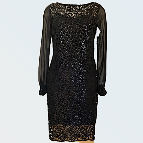 MARINA | Dresses | Marina Sequin Lace Dress In Black | Poshmark